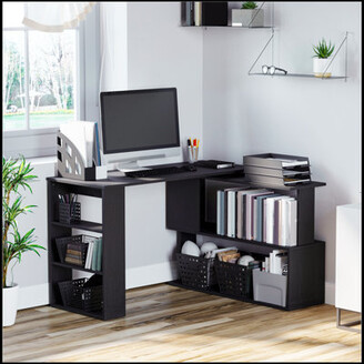 Hokku Designs L Shaped Corner Desk, 360 Degree Rotating Home Office ...