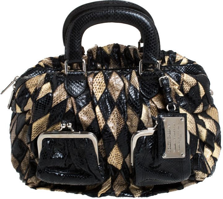 Dolce & Gabbana Black/Beige Python Miss Curly Bag - ShopStyle