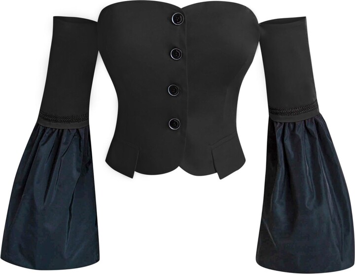 Tia Dorraine - Modern Power Bustier Top - Black - ShopStyle