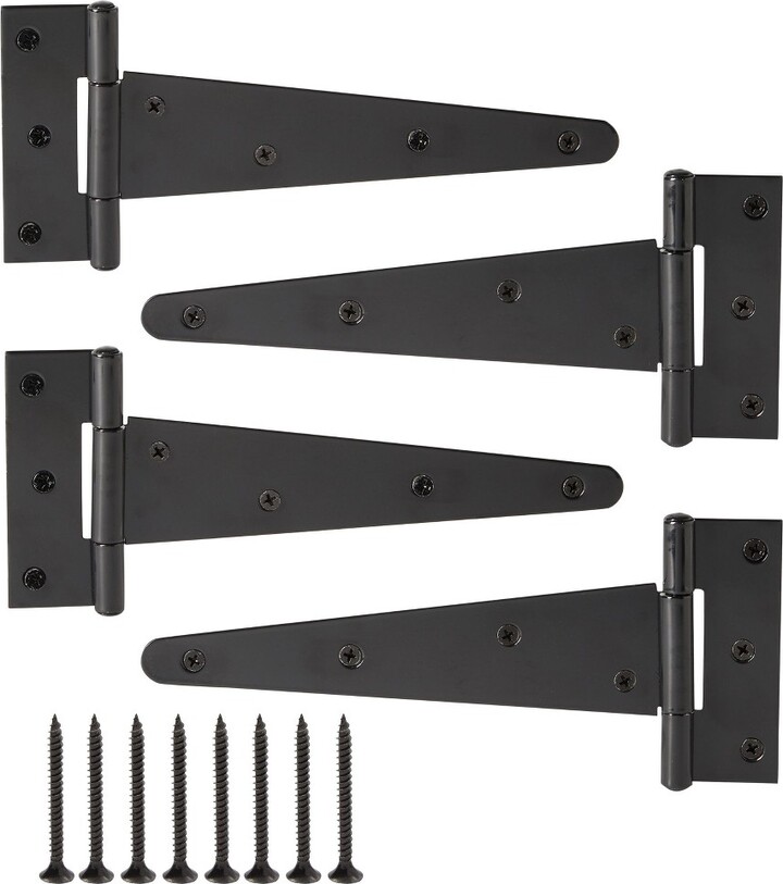 Built Industrial 4 Pack Black T-Strap Heavy Duty Gate Hinges with ...