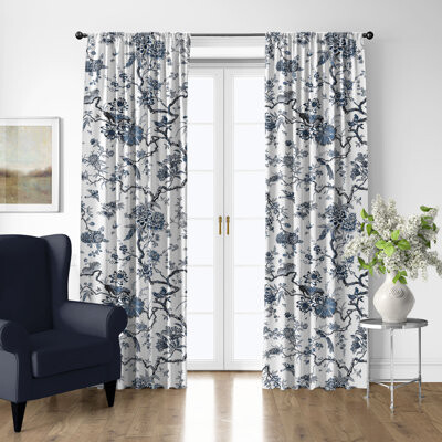 6ix Tailors Fine Linens Tree Top Sky Cotton Simple Top Pocket Drapery ...