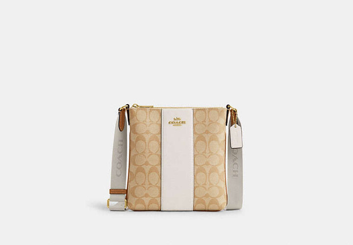 Coach Outlet Mini Rowan File Bag In Signature Canvas With Stripe ...