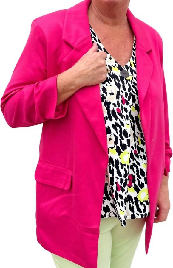 A La Carte Ruched Sleeve Blazer In Raspberry - ShopStyle