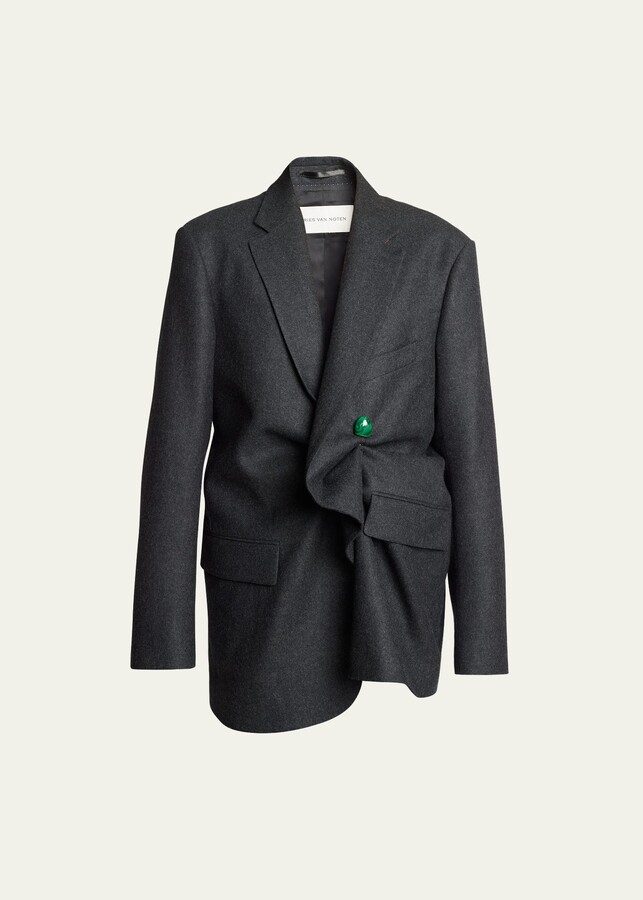 Dries Van Noten Blurry Draped Gathered Blazer - ShopStyle