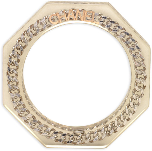 Chanel Vintage Clear Lucite Angular Silver Chain Logo Bangle ...