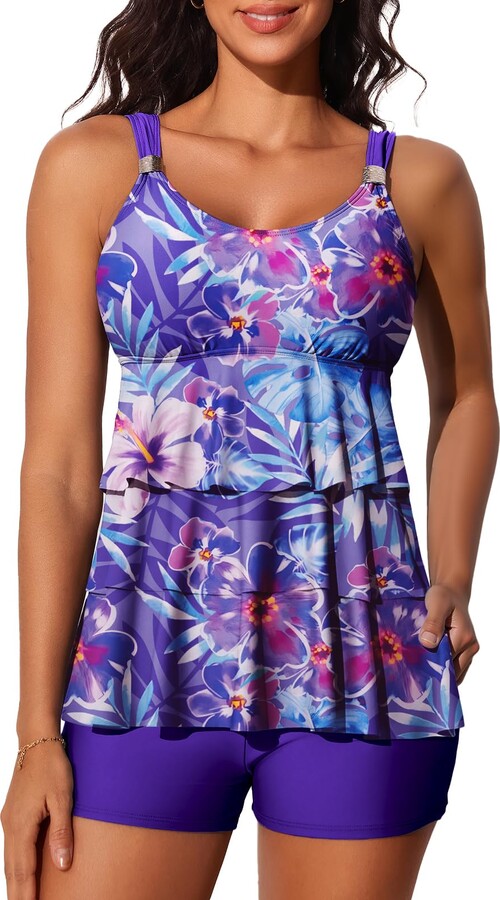 Summer Mae Women's Tankini Swimsuits Ruffled Bathing Suits Tummy ...