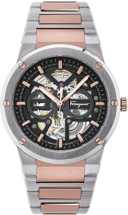 Salvatore Ferragamo F-80 Skeleton Automatic Bracelet Watch, 40mm ...