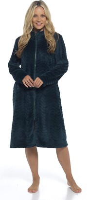 Slumber Hut® Womens Ladies Full Zipped Fleece Long Length Dressing Gown ...