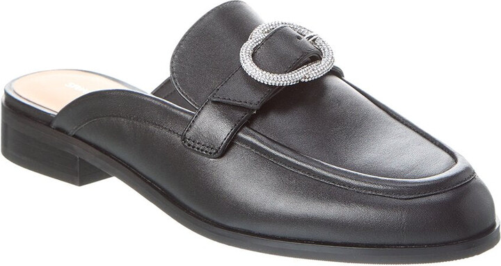 Stuart Weitzman Crystal Buckle Leather Mule - ShopStyle