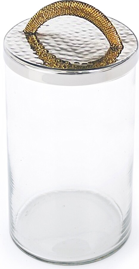 Classic Touch Decor Medium Glass Canister with Stainless Steel Lid and ...