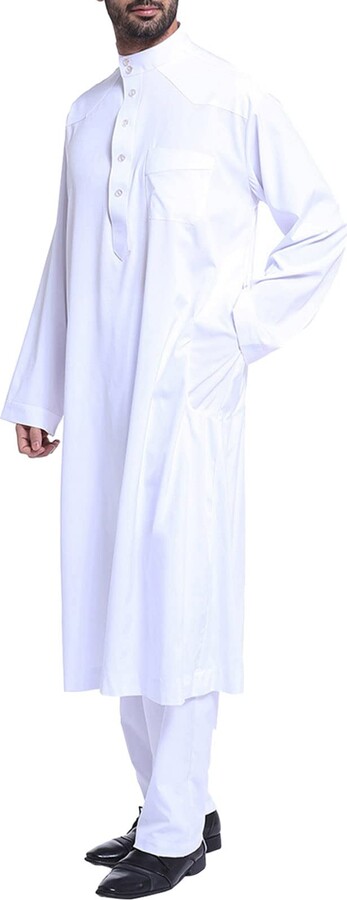 Beokeuioe Men's Muslim Long Sleeve Robes Loose Kaftan Men's Middle East ...