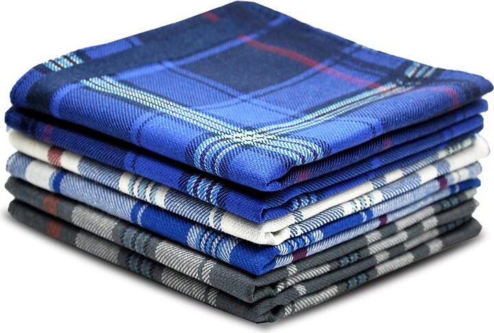 Zenssia Pure Cotton Men's Soft Handkerchiefs Assorted Color Pack of 6 ...