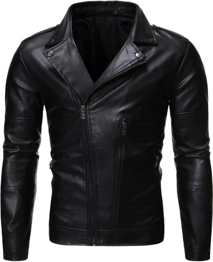 Super Leather Shop Men's Vintage Slim Fit Biker Leather Jacket- Winter ...