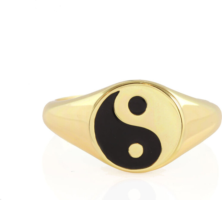 Kris Nations Yin & Yang Enamel Signet Ring Gold Vermeil - ShopStyle