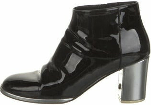 Chanel Interlocking CC Logo Patent Leather Boots - ShopStyle
