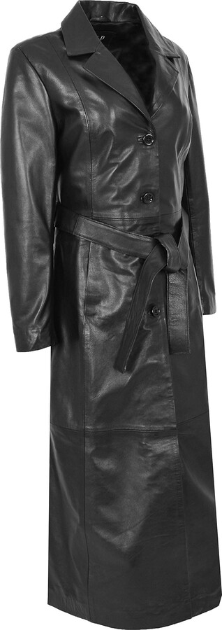 A1 FASHION GOODS Womens Soft Black Leather Full Length Coat Ankle Long ...