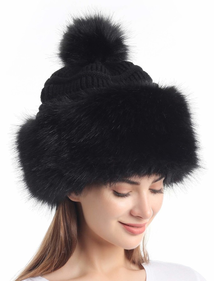 Sy Soul Young Soul Young Women's Faux Fur Hat Black Russian Cossack ...
