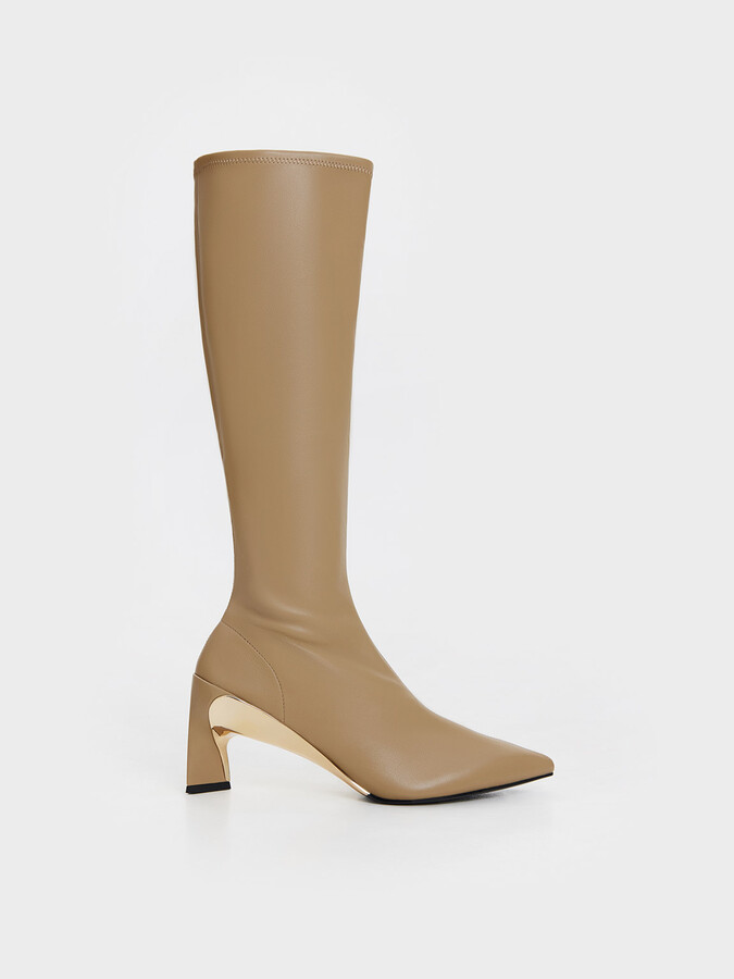 Charles & Keith Devon Metallic Blade-Heel Knee-High Boots - ShopStyle