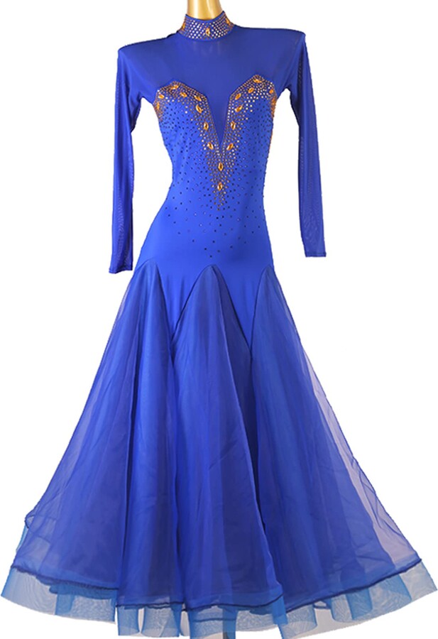 YDHTIZ High Collar Standard Ballroom Dress Mesh Splice Waltz Foxtrot ...