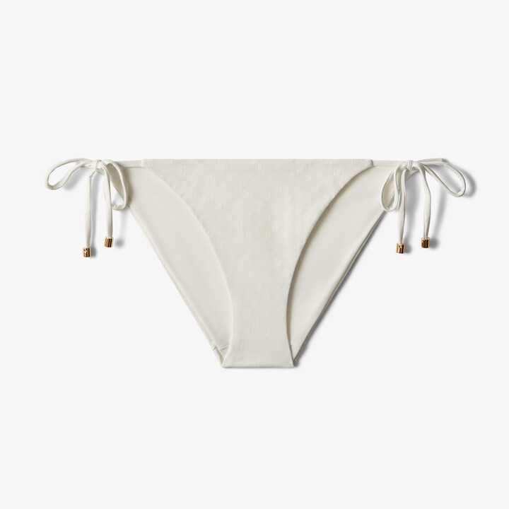 Jimmy Choo Latte Jc Monogram Print Regenerated Nylon And Lycra Triangle