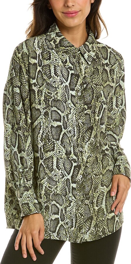 Ena Pelly Python Cuffed Shirt - ShopStyle Tops