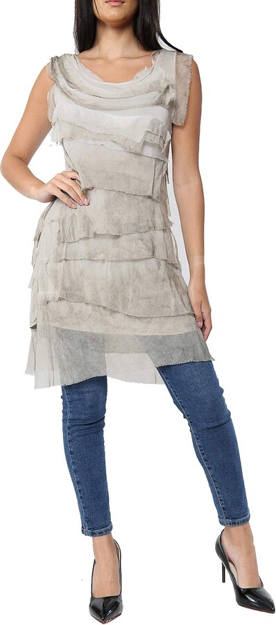 Qmart New Ladies Sleeve Less Top Dress for Women Italian Lagenlook Flap ...