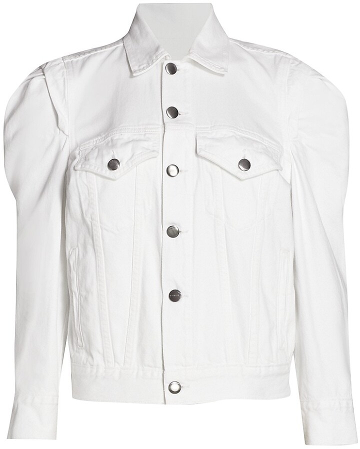 Frame Rosette Puff-Sleeve Denim Jacket - ShopStyle