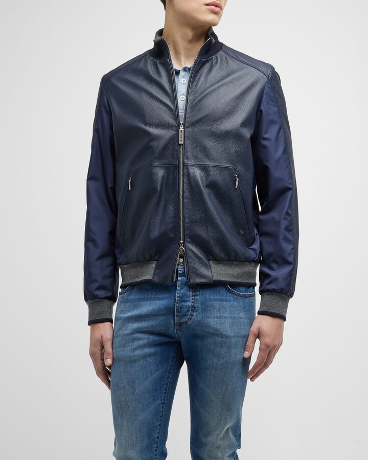 Stefano Ricci Men's Leather and Silk Bomber Jacket - ShopStyle