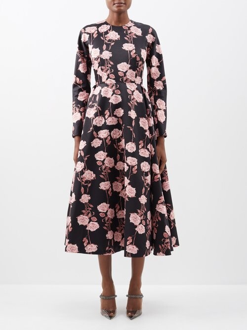 Emilia Wickstead Annie Rose-print Taffeta-faille Midi Dress - ShopStyle