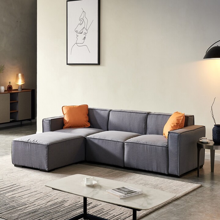 IGEMANINC Clean-lined Style Modular Sofa L Shape Sofa & Chaise ...