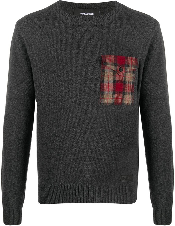DSQUARED2 Checkered Chest Pocket Jumper - ShopStyle Sweatshirts & Hoodies