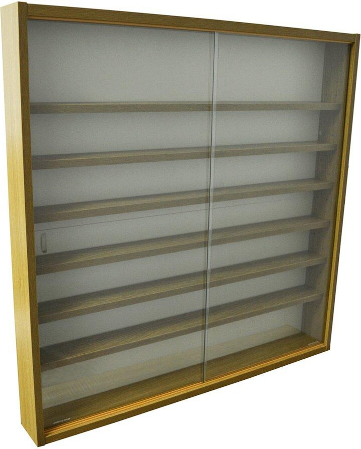 Watsons 'Reveal' 6 Shelf Glass Wall Collectors Display Cabinet Oak ...
