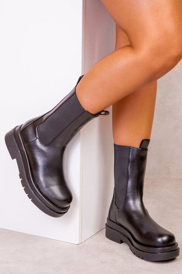 Where's That From 'Stacey' Stacked Boots - Black - ShopStyle