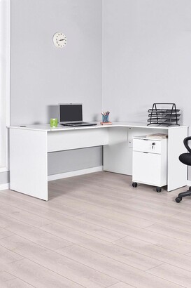 FWStyle L Shaped Corner Desk Matt White Finish - ShopStyle