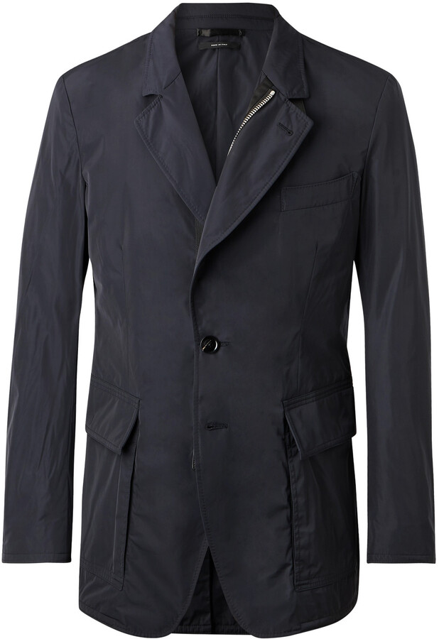 Tom Ford Slim-Fit Leather-Trimmed Shell Blazer - ShopStyle