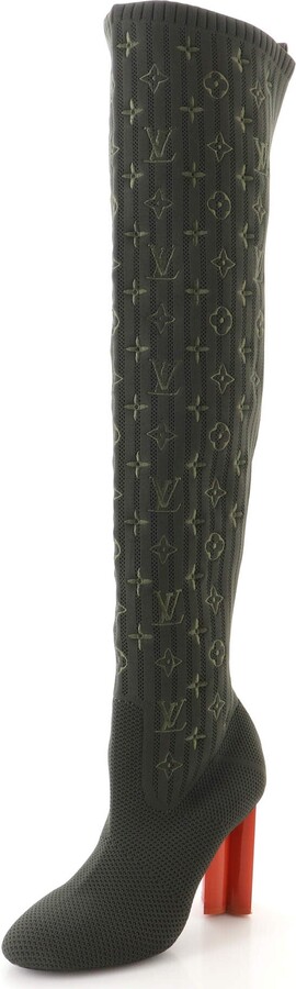 Louis Vuitton Women's Silhouette Thigh High Sock Boots Monogram Knit ...
