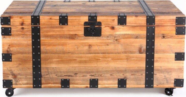 Simplie Fun Trunk Table with four wheel Large capacity storage Coffee ...