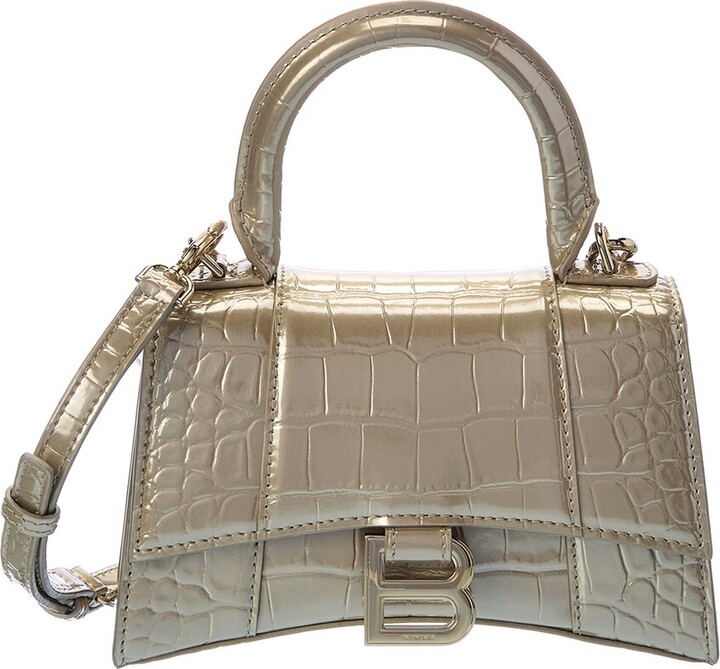 Balenciaga Hourglass Xs Croc-Embossed Leather Top Handle Satchel ...
