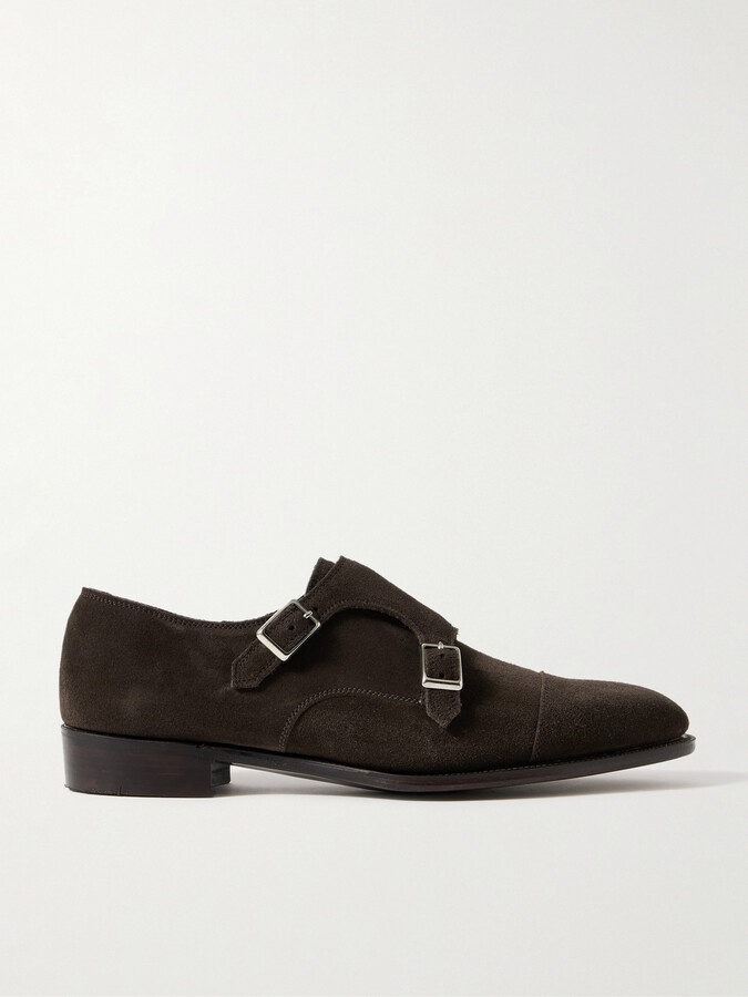 George Cleverley Thomas Cap-Toe Suede Monk-Strap Shoes - ShopStyle Slip ...