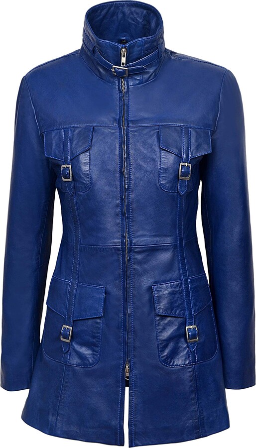 Smart Range Leather 'Mistress' Ladies Blue Gothic Style Fitted Real ...