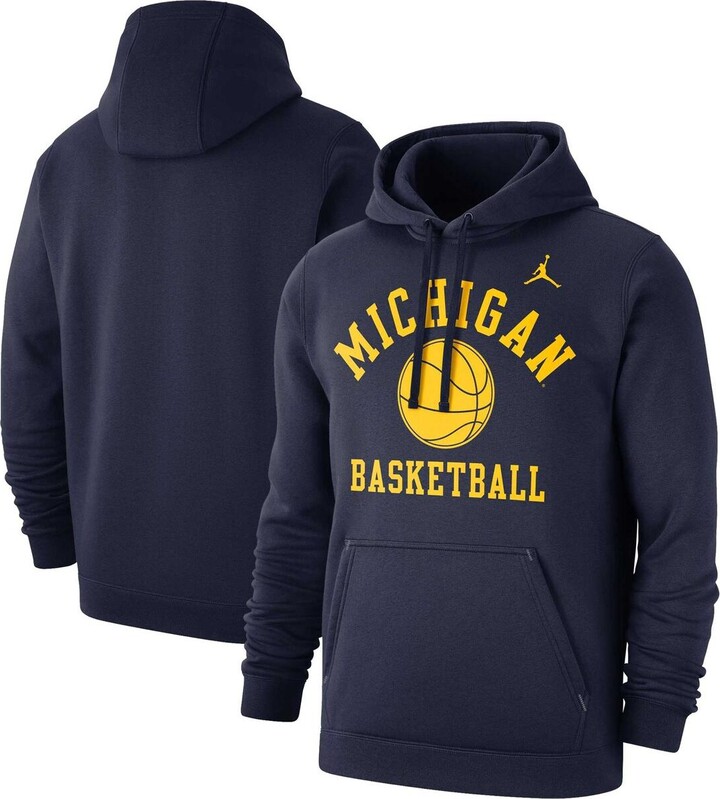 Jordan Men's Navy Michigan Wolverines Basketball Club Fleece Pullover Hoodie - ShopStyle