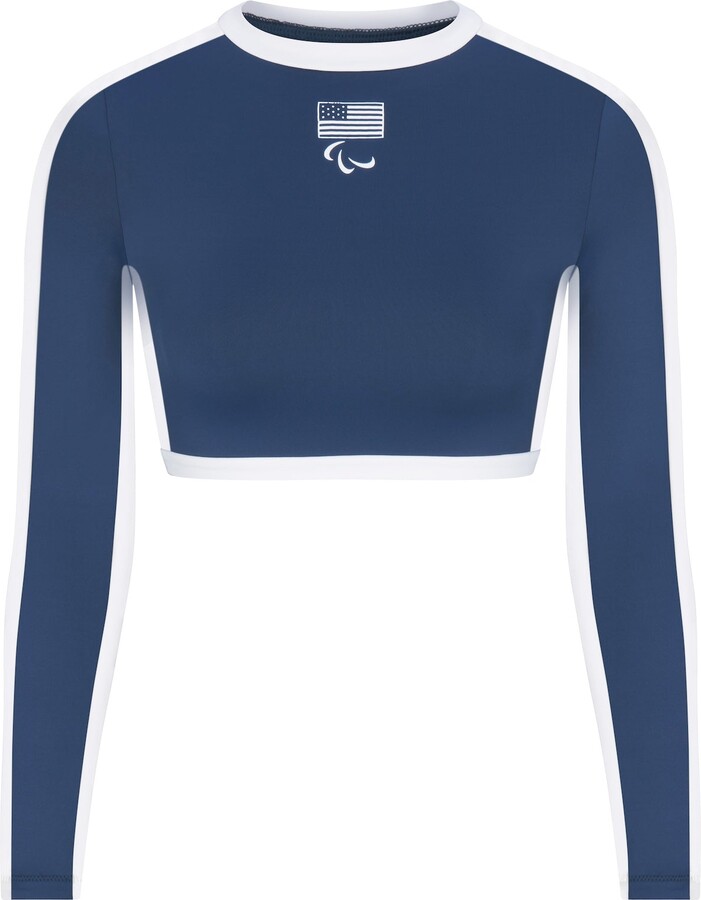 Skims For Team Usa Signature Swim Paralympic Long Sleeve Cropped T ...