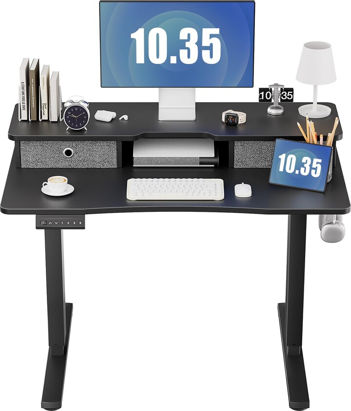 DUMOS 40 Inch Electric Standing Desk with Double Drawers Height ...
