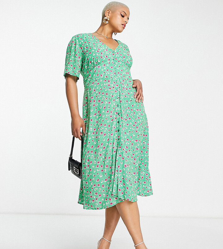 Nobody's Child Plus Alexa mini floral print midi dress in green - ShopStyle