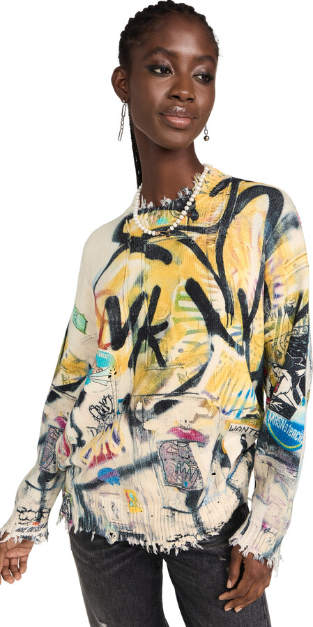 R 13 Crosby Grand and Howard Graffiti Oversized Sweater - ShopStyle