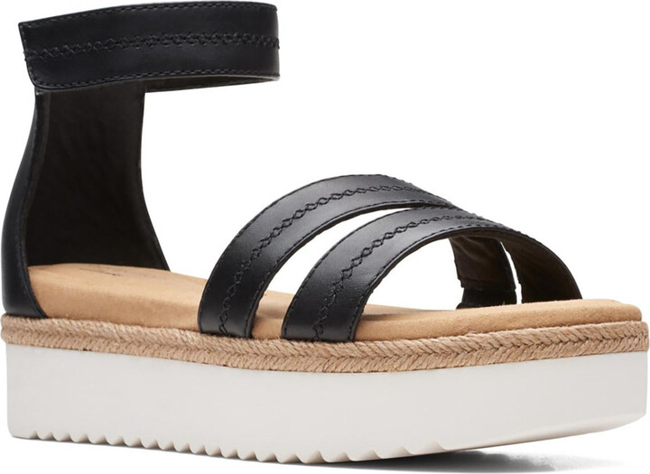 Clarks Lana Glide Womens Leather Ankle Strap Platform Sandals - ShopStyle