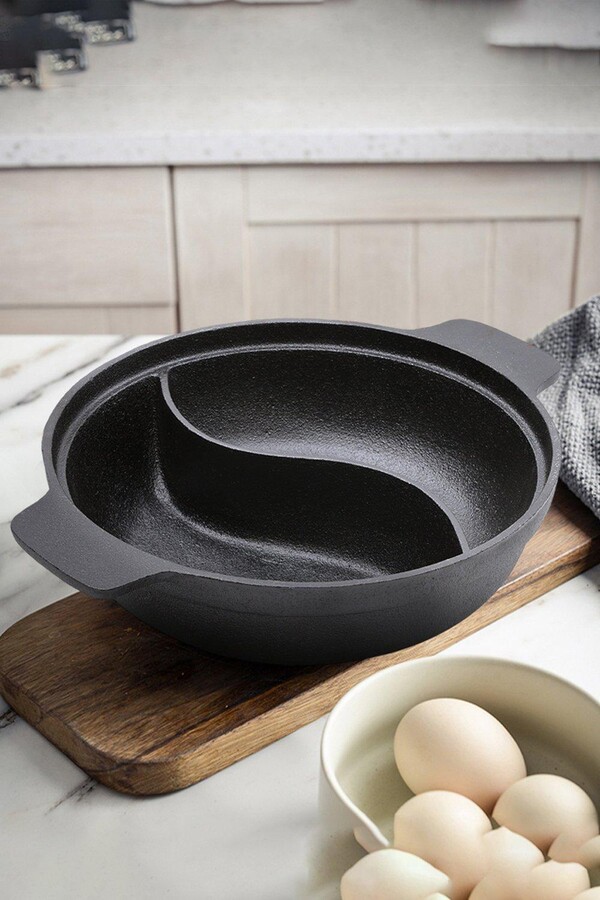 Living and Home Cast Iron Hot Pot with Divider - ShopStyle Casserole ...