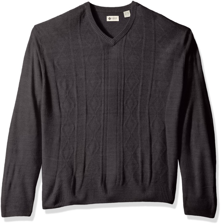 Haggar Men's Soft Acrylic Solid Cable Knit V Neck Sweater - ShopStyle