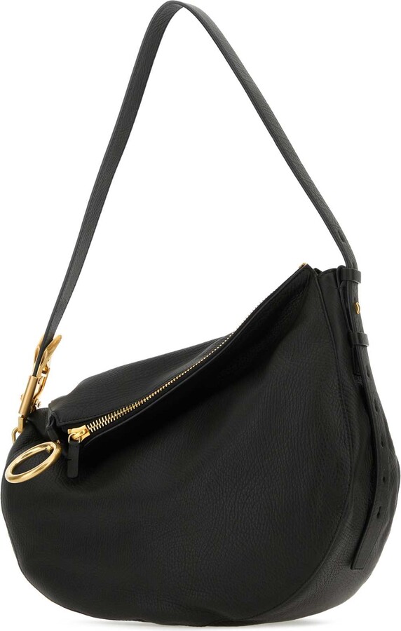 Burberry Black Leather Knight Medium Shoulder Bag - ShopStyle