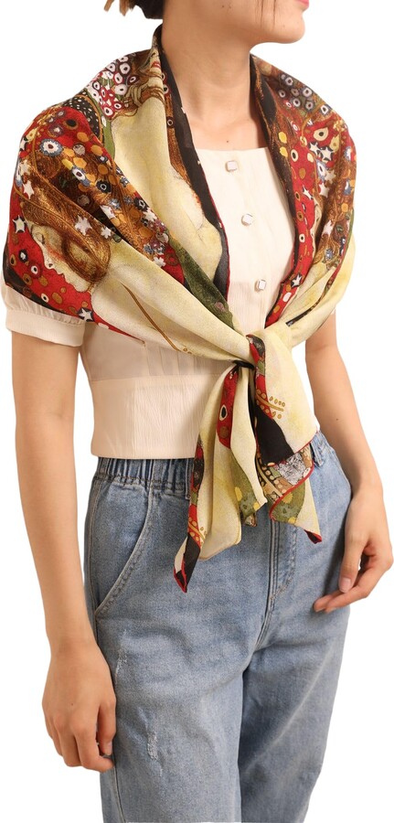prettystern Women 63 Inch long Gustav Klimt art nouveau painting Scarf ...